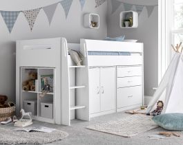 Lacy White Storage Mid Sleeper Bed | Free Delivery