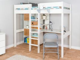 Stompa Duo 6 White High Sleeper - Desk, Shelving & Storage Unit