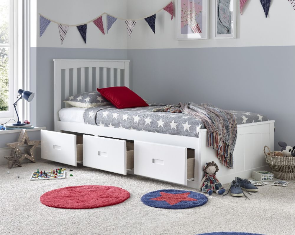 Quest White Wooden 3 Drawer Single Bed Free Delivery