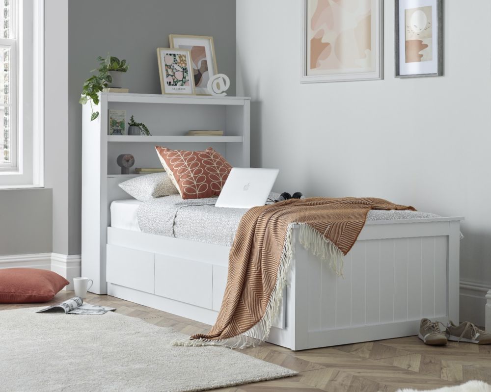 Enzo White Wooden 3 Drawer Storage Bed Free Delivery