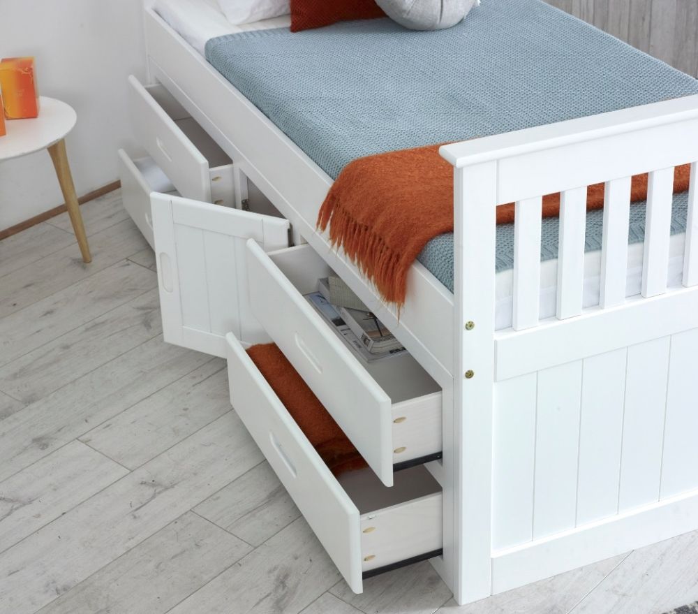Amani UK Captains Storage Bed in White