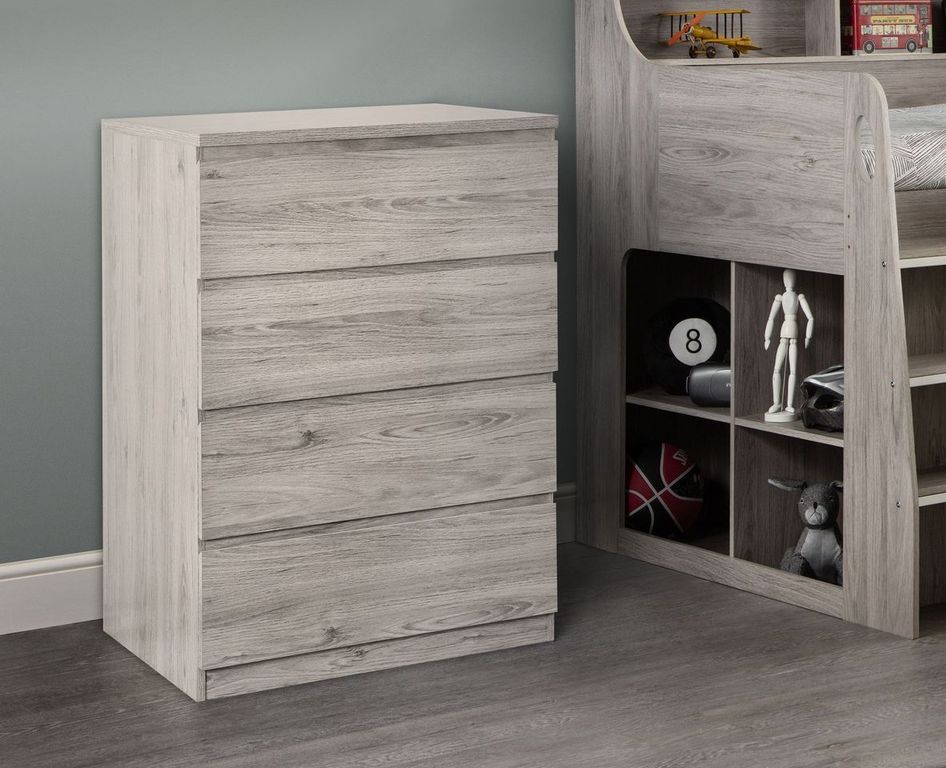 Buy Julian Bowen Jupiter 4 Drawer Chest in Grey Oak