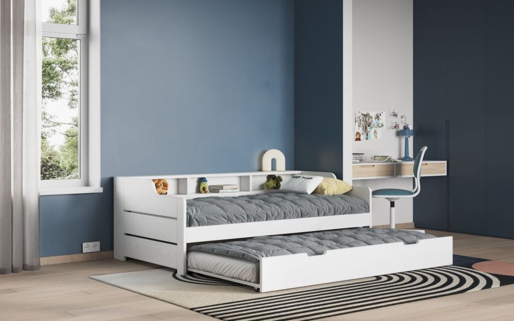 Isaac Day Bed with Trundle in White