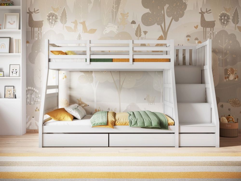 Neutron Triple Bunk Bed in White Free Delivery